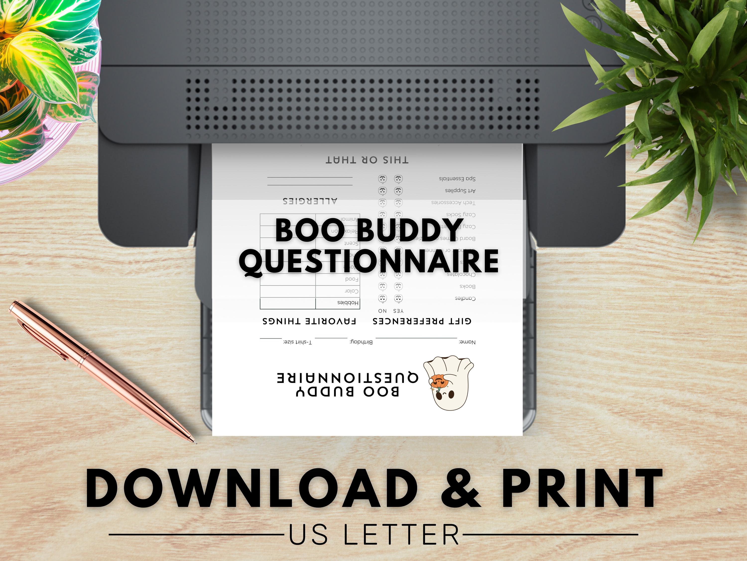 Boo Buddy Questionnaire Printable, All About Coworker, Favorite Things ...