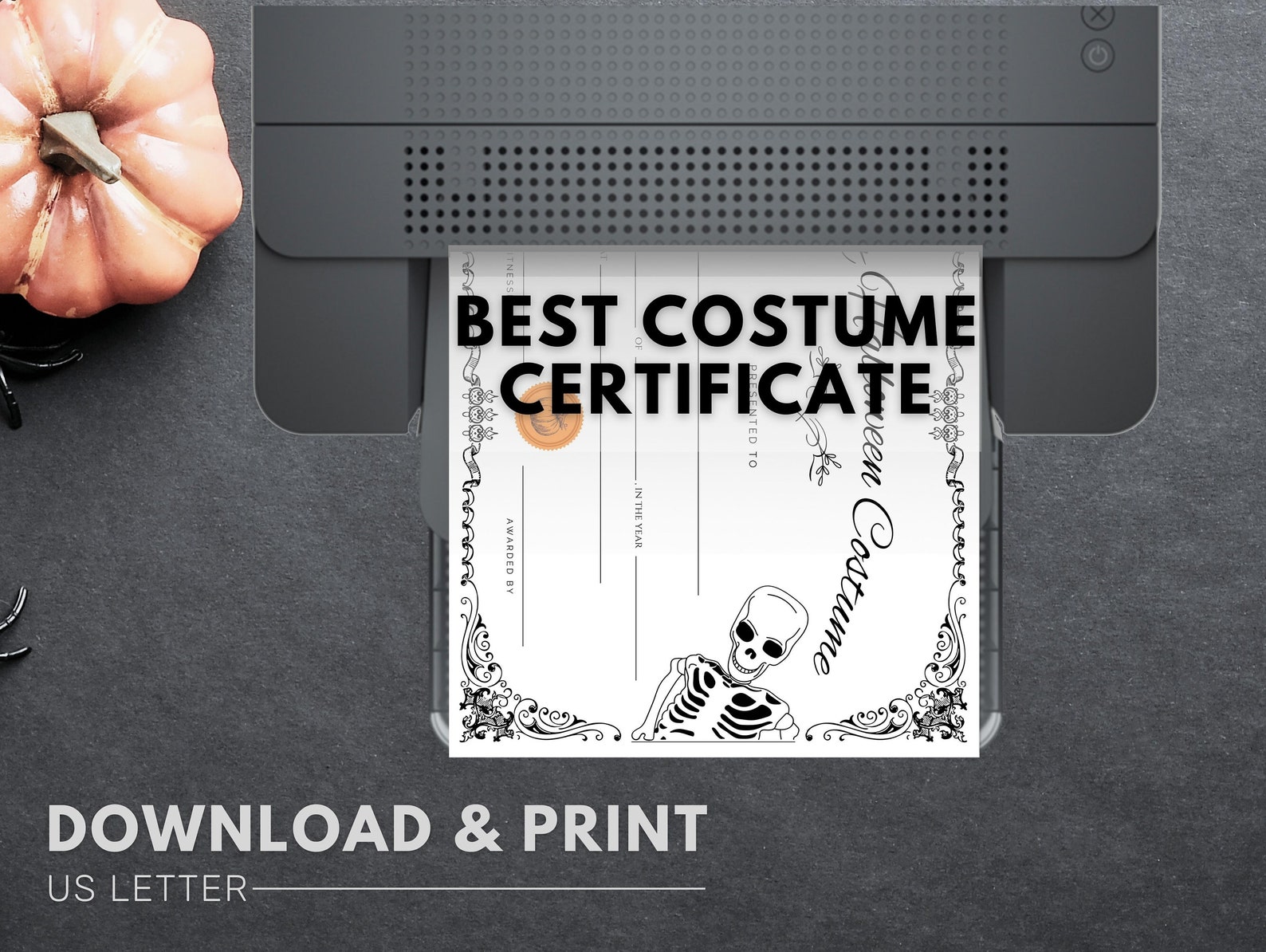 Best Halloween Costume Contest Award Certificate Printable Kit, Fun ...