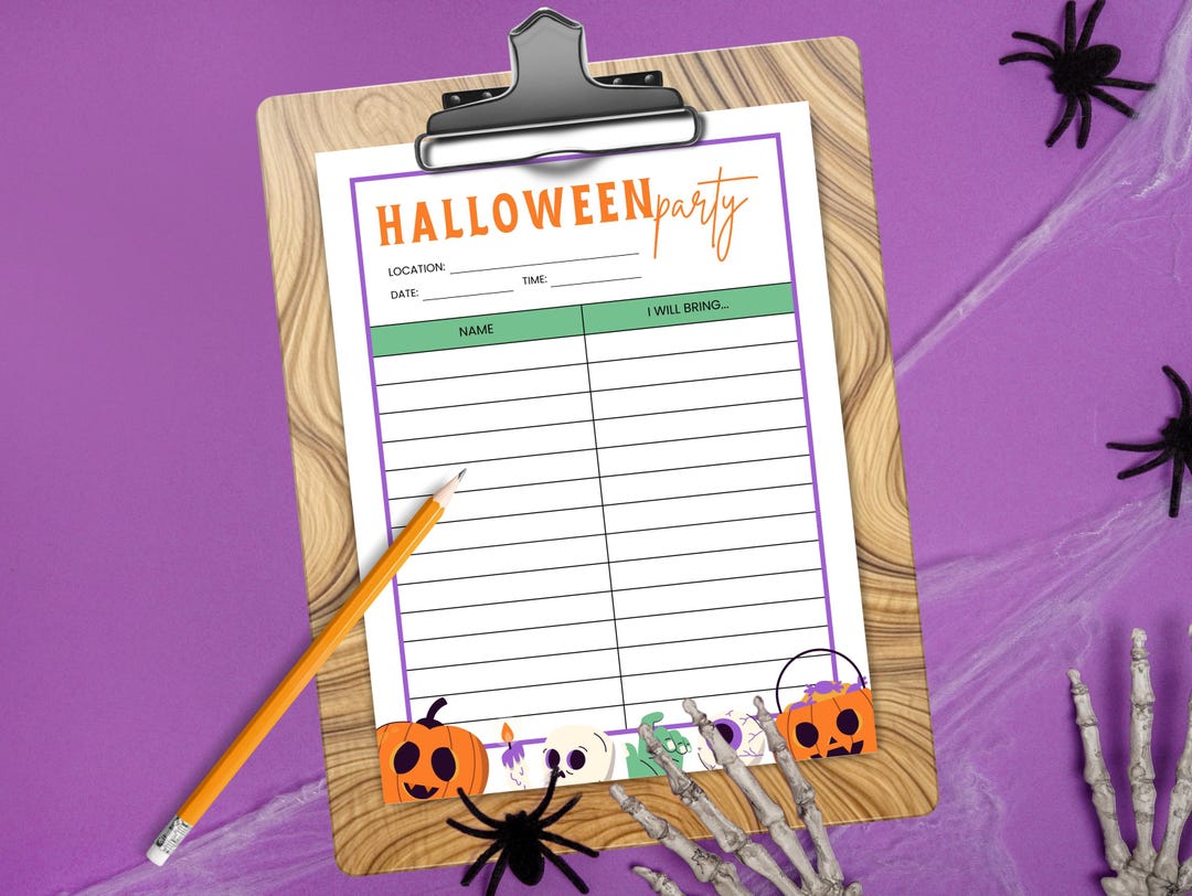 Halloween Party Sign up Sheet Printable, Student Holiday Classroom ...