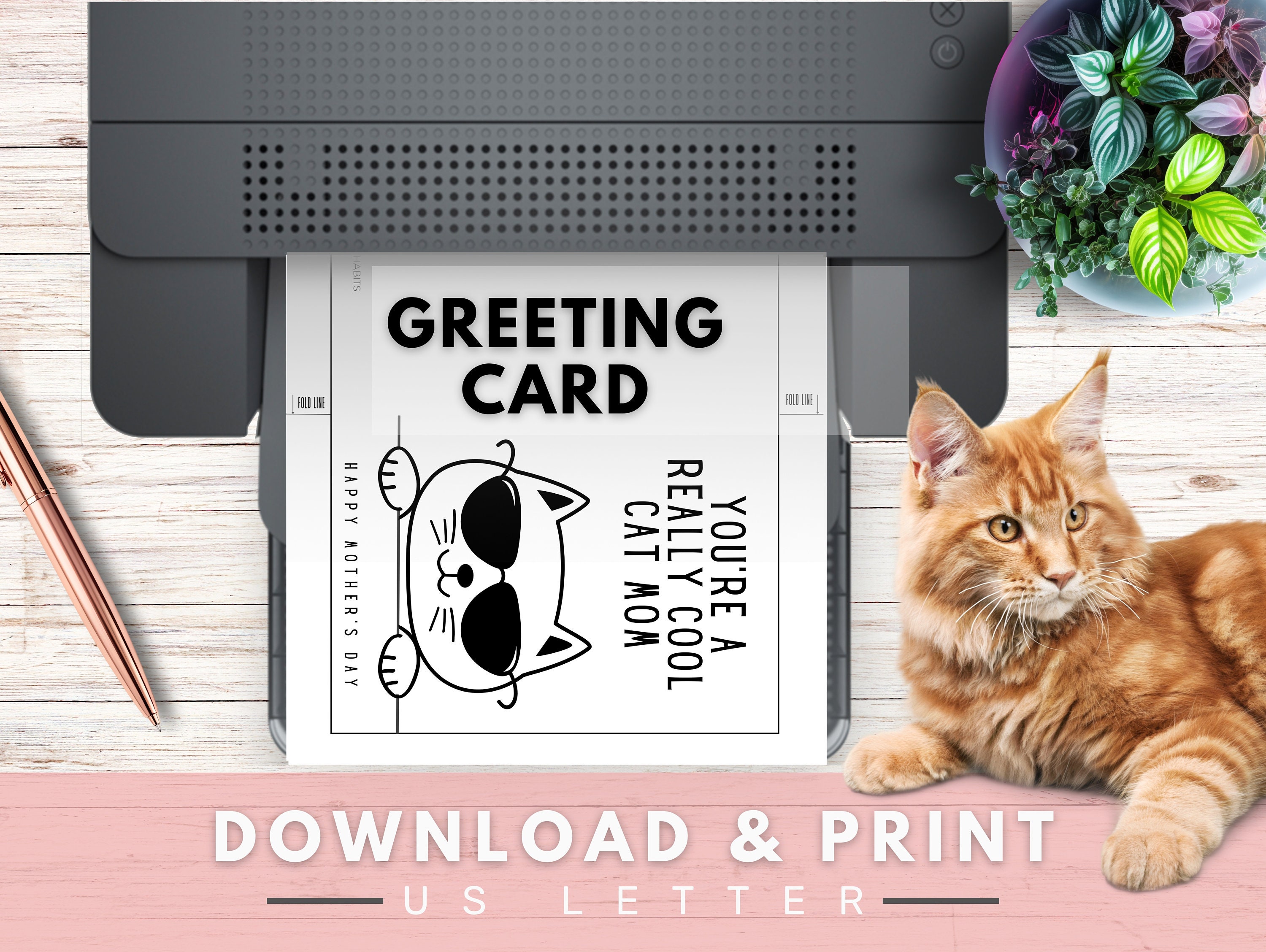 Printable Mothers Day Coloring Card, Happy Mother's Day Black & White ...