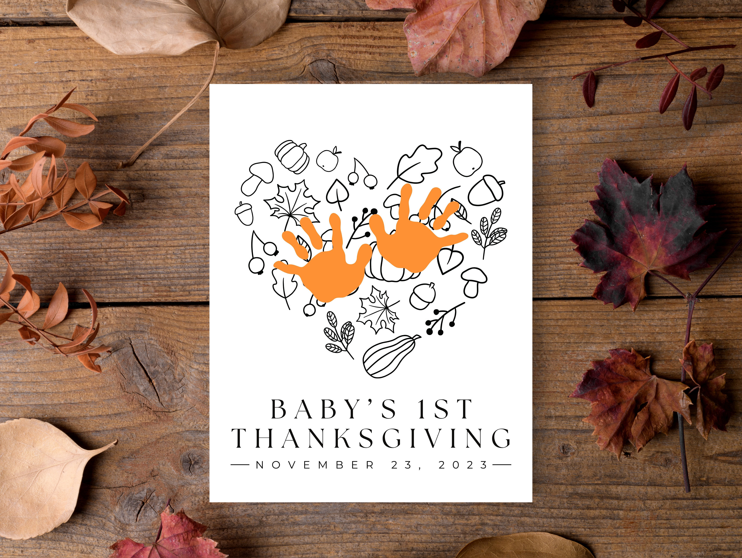 Thanksgiving Handprint Art Printable, Baby's First Turkey Day, Grateful ...