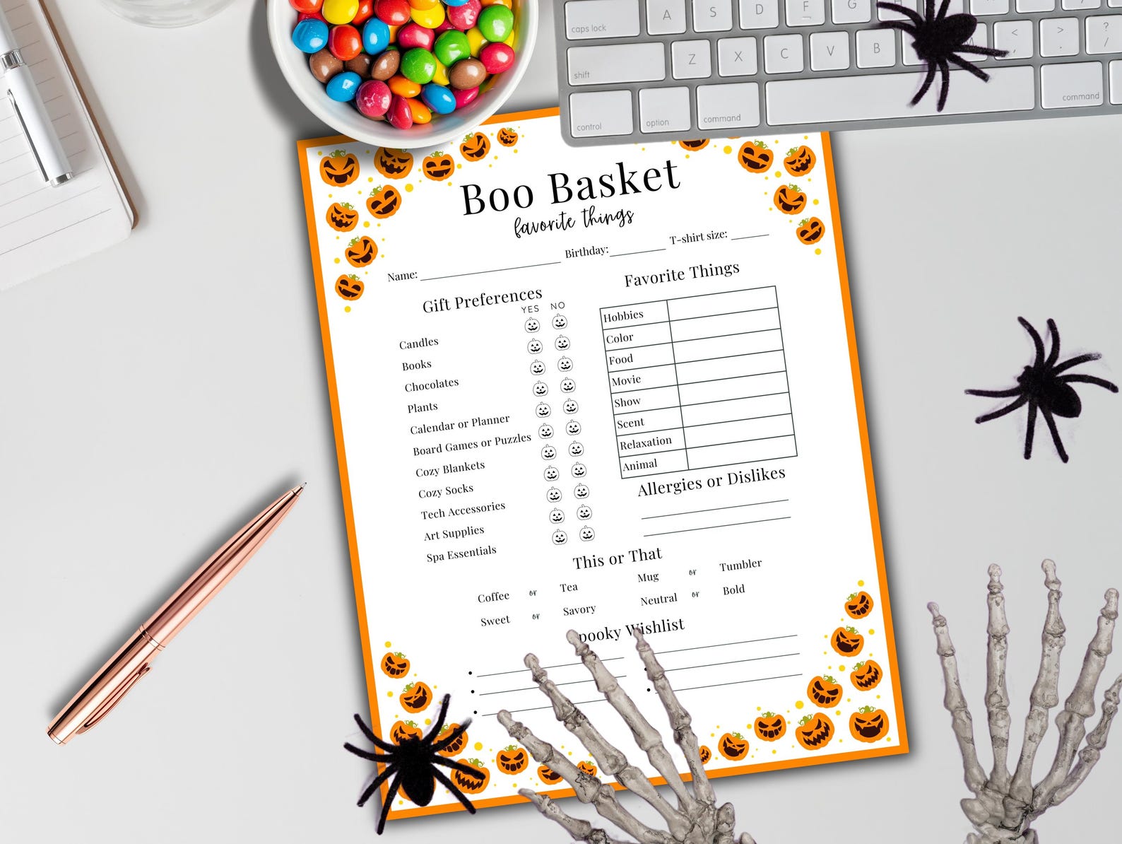 Boo Basket Favorite Things Survey, Printable Boo Buddy Form, Halloween ...