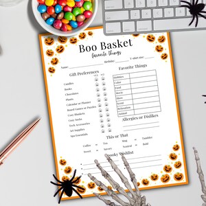 Boo Basket Favorite Things Survey, Printable Boo Buddy Form, Halloween ...