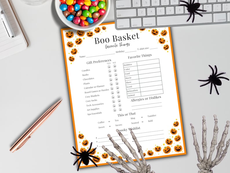 Boo Basket Favorite Things Survey, Printable Boo Buddy Form, Halloween ...