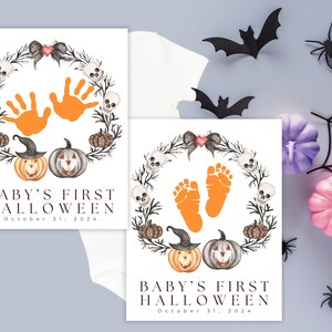 Halloween Footprint Art, Baby's First Halloween Handprint Printable ...