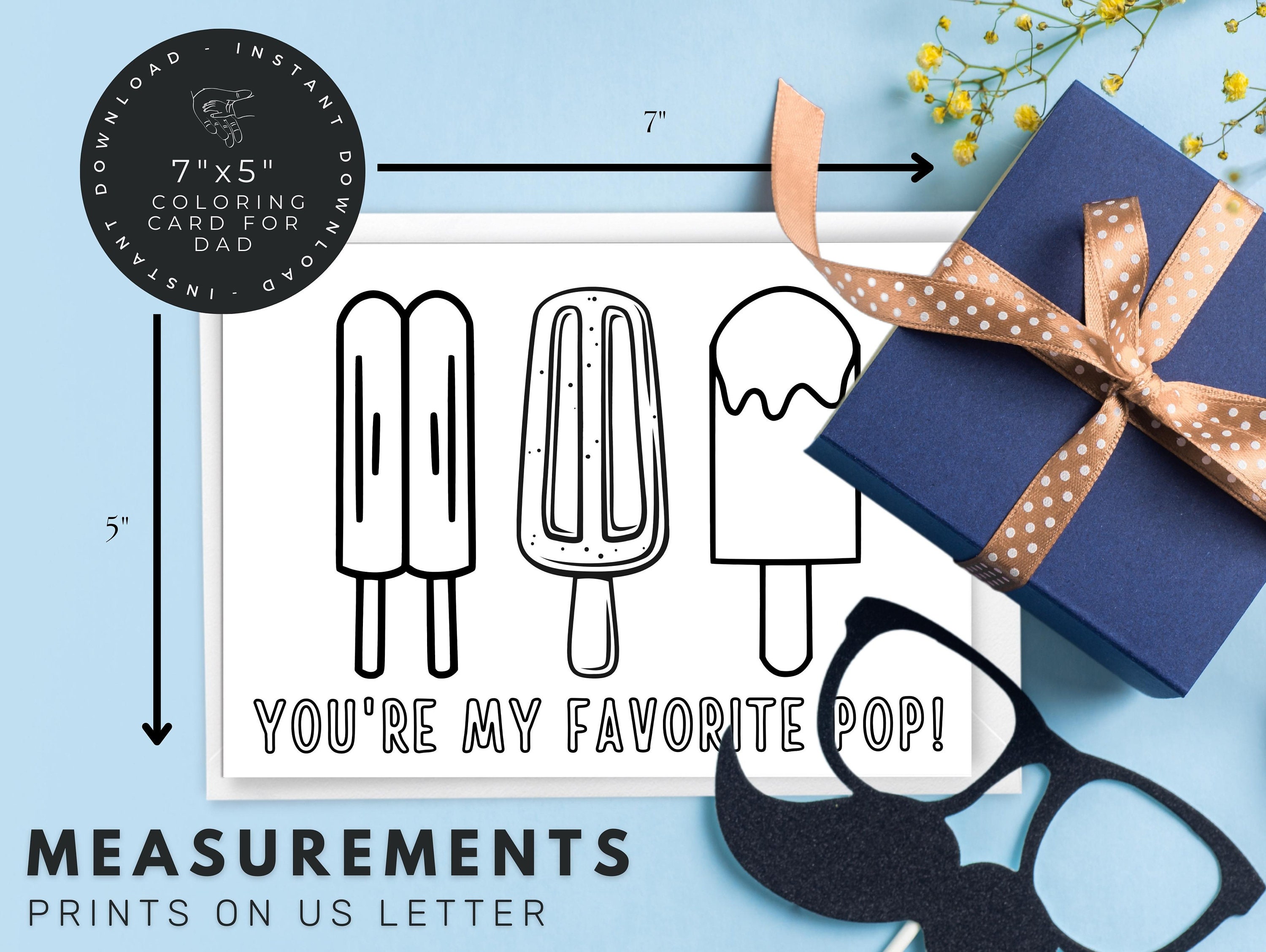 You're My Favorite Pop, Fathers Day Coloring Printable Card, Popsicle ...