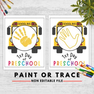 1st Day of Preschool Handprint Activity, Back 2 School Printable Craft ...