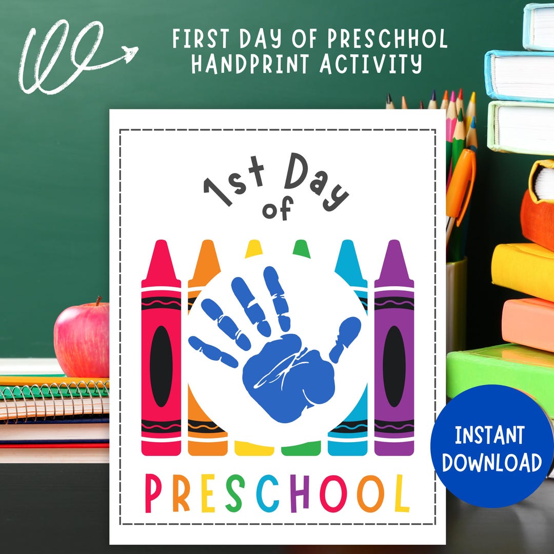 First Day of Preschool Handprint Printable, New Learner Preschool Craft ...