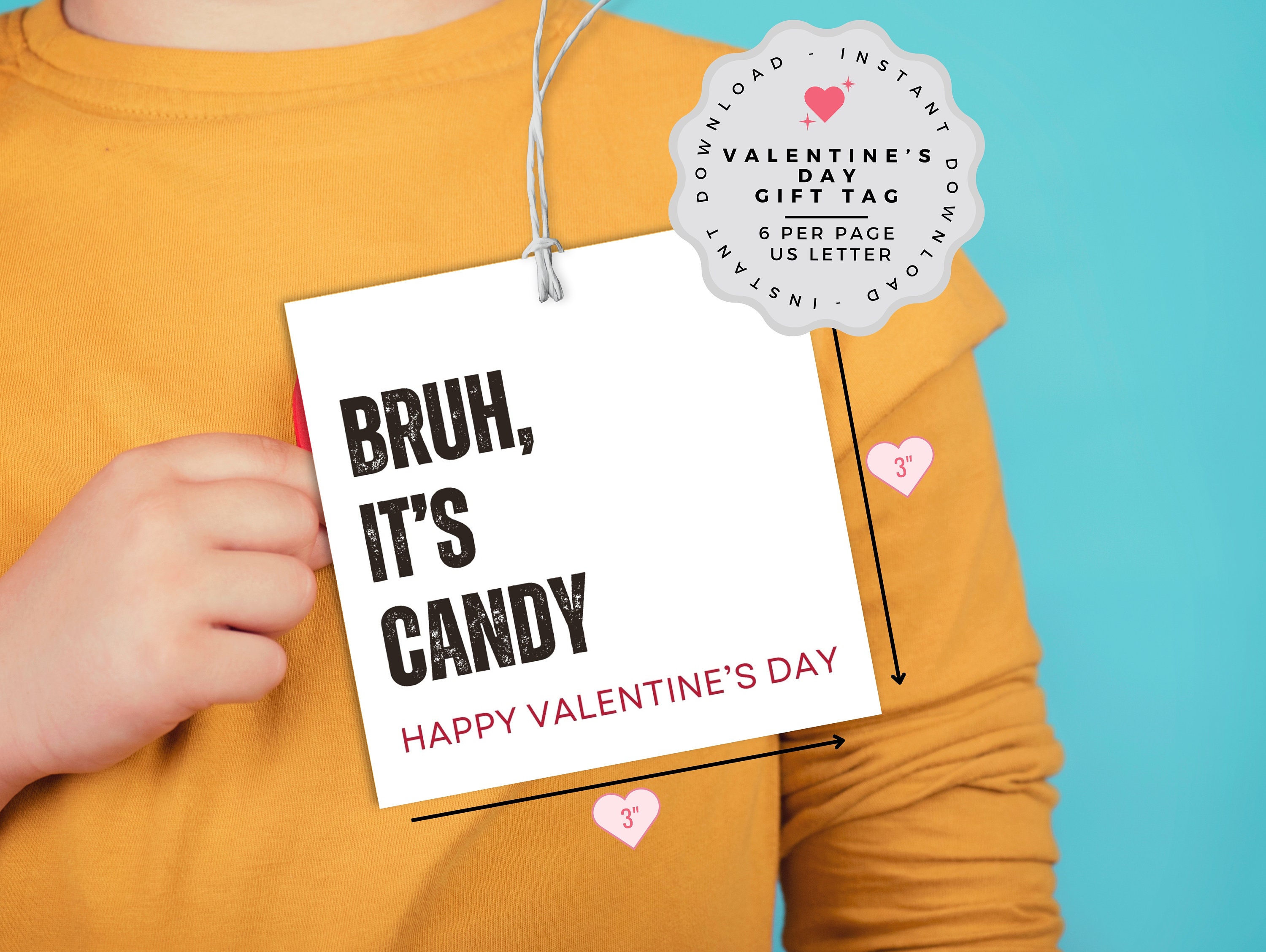 Bruh Valentines Day Printable Gift Tag, Tween Boy Valentine Exchange ...