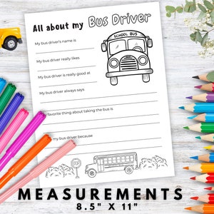 School Bus Driver Appreciation Printable, All About My Bus Driver ...