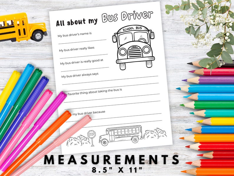 School Bus Driver Appreciation Printable, All About My Bus Driver ...