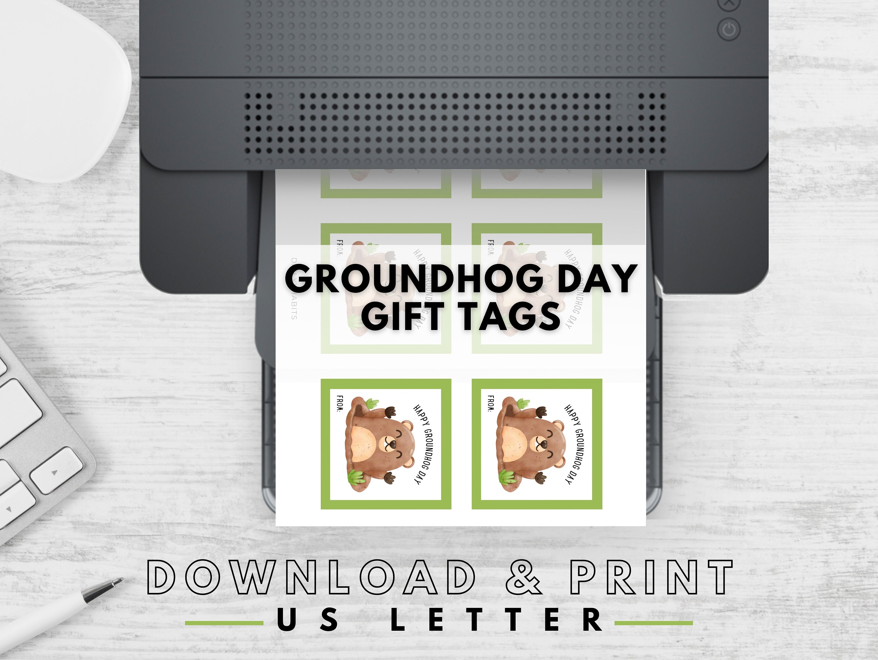 Groundhog Day Printable Gift Tag, School Treat Topper Card, Preschool ...