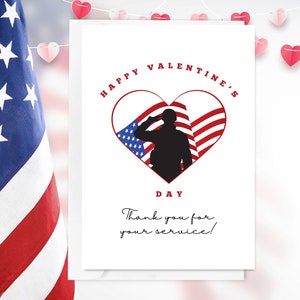 Military Valentine's Day Card Printable, Thank You for Your Service US ...