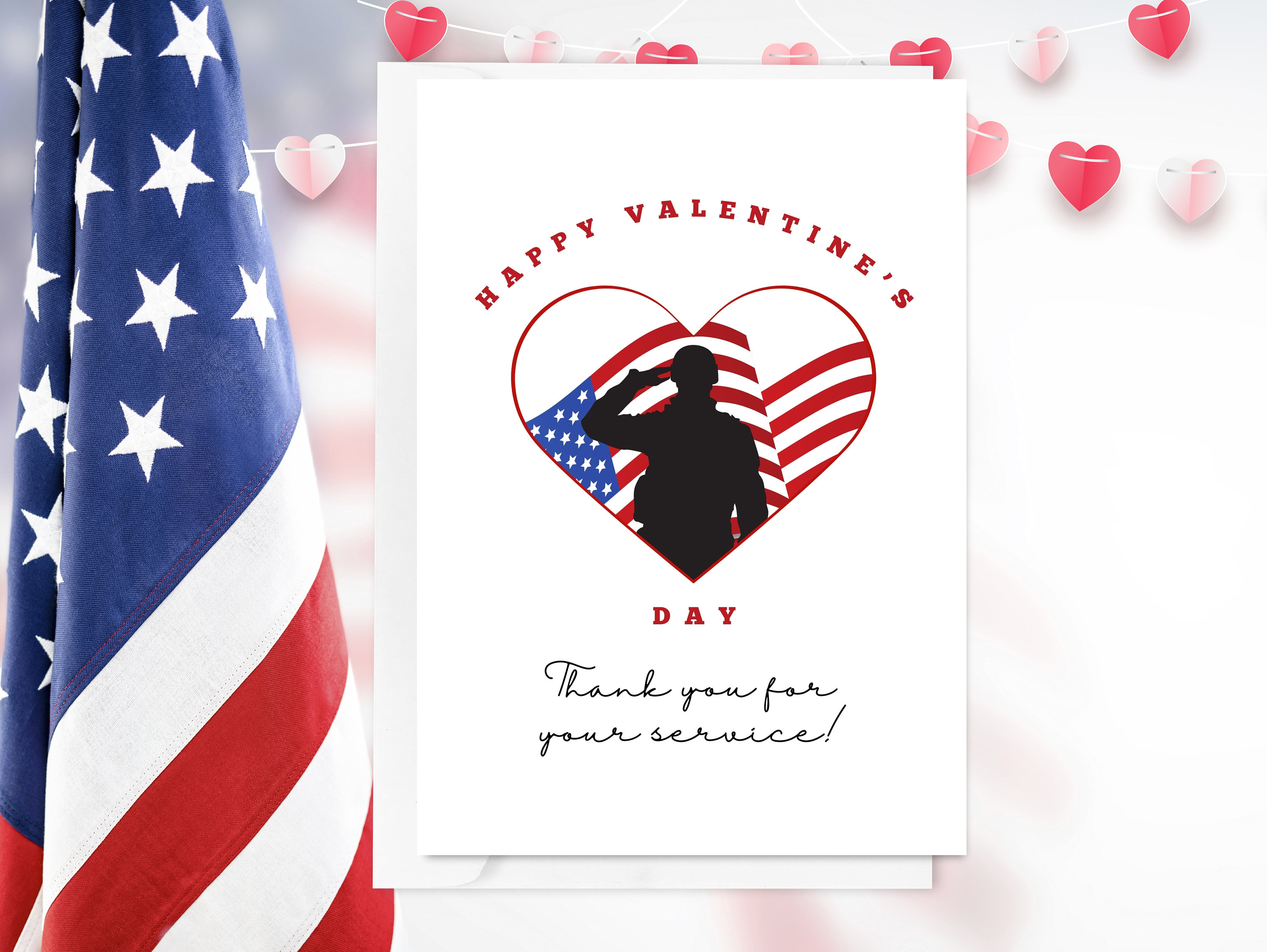 Military Valentine's Day Card Printable, Thank You for Your Service US ...