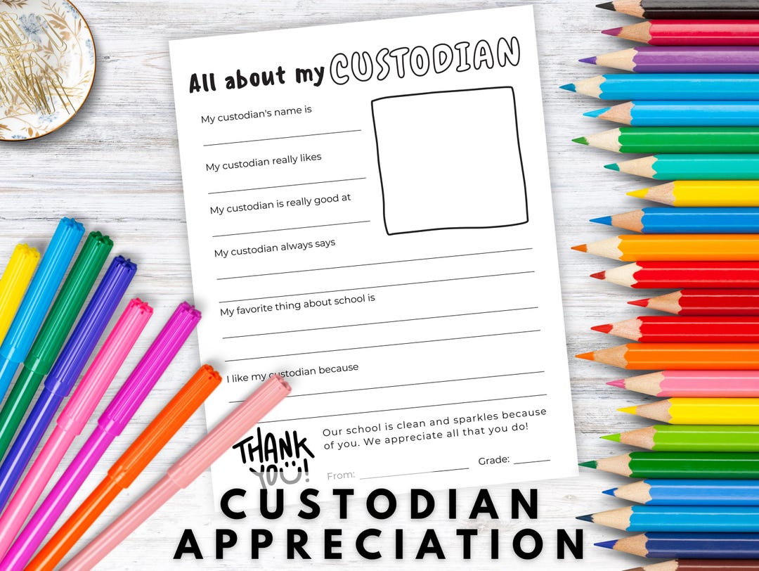 School Custodian Appreciation Worksheet, Printable All About My ...