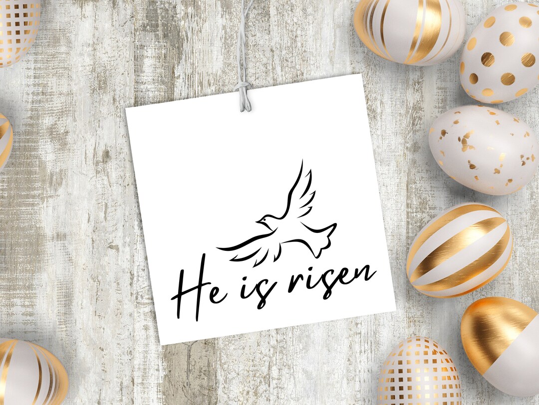 Printable Religious Easter Gift Tag, He is Risen Treat Topper, Easter ...