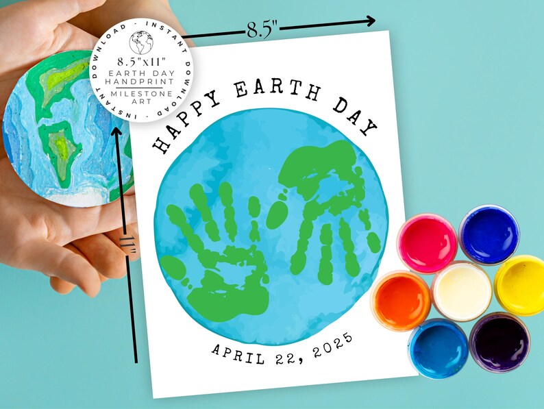 Printable Earth Day Handprint Activity for Toddlers, April 22nd Craft ...
