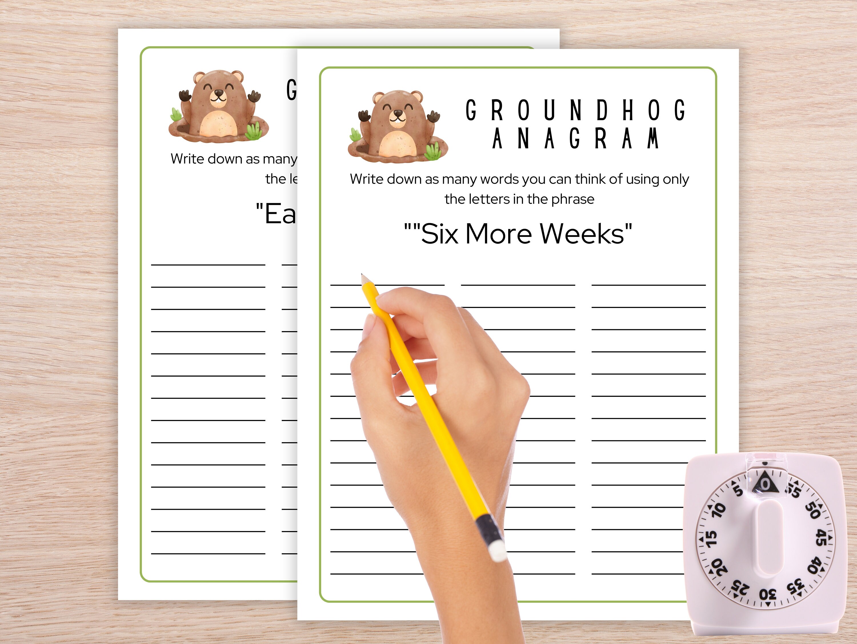Groundhog Day Word Game Activity Printable, February Holiday Anagram ...