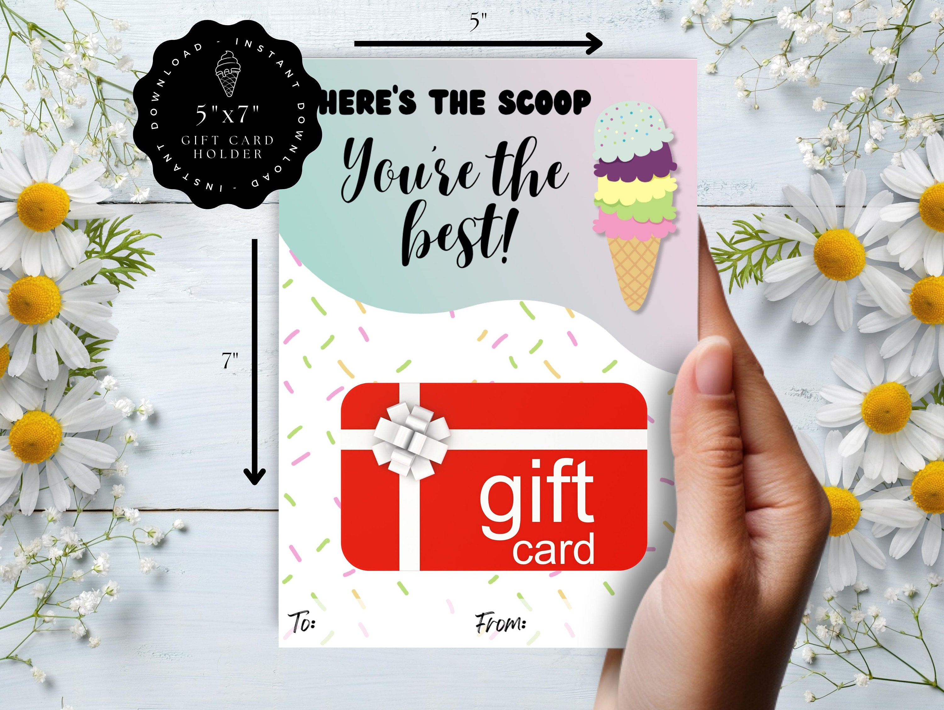 Ice Cream Gift Card Holder Here's the Scoop Celebration - Etsy