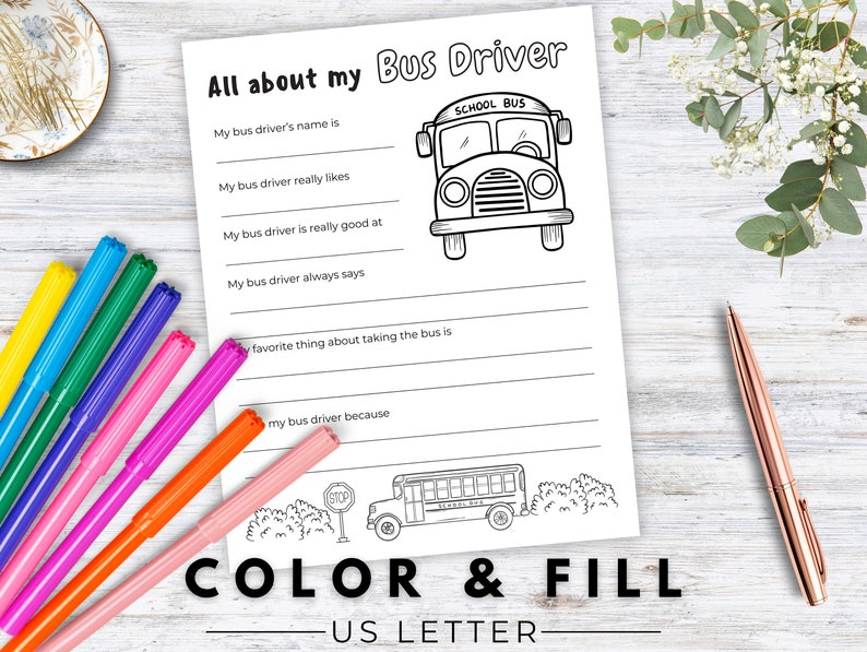 School Bus Driver Appreciation Printable, All About My Bus Driver ...
