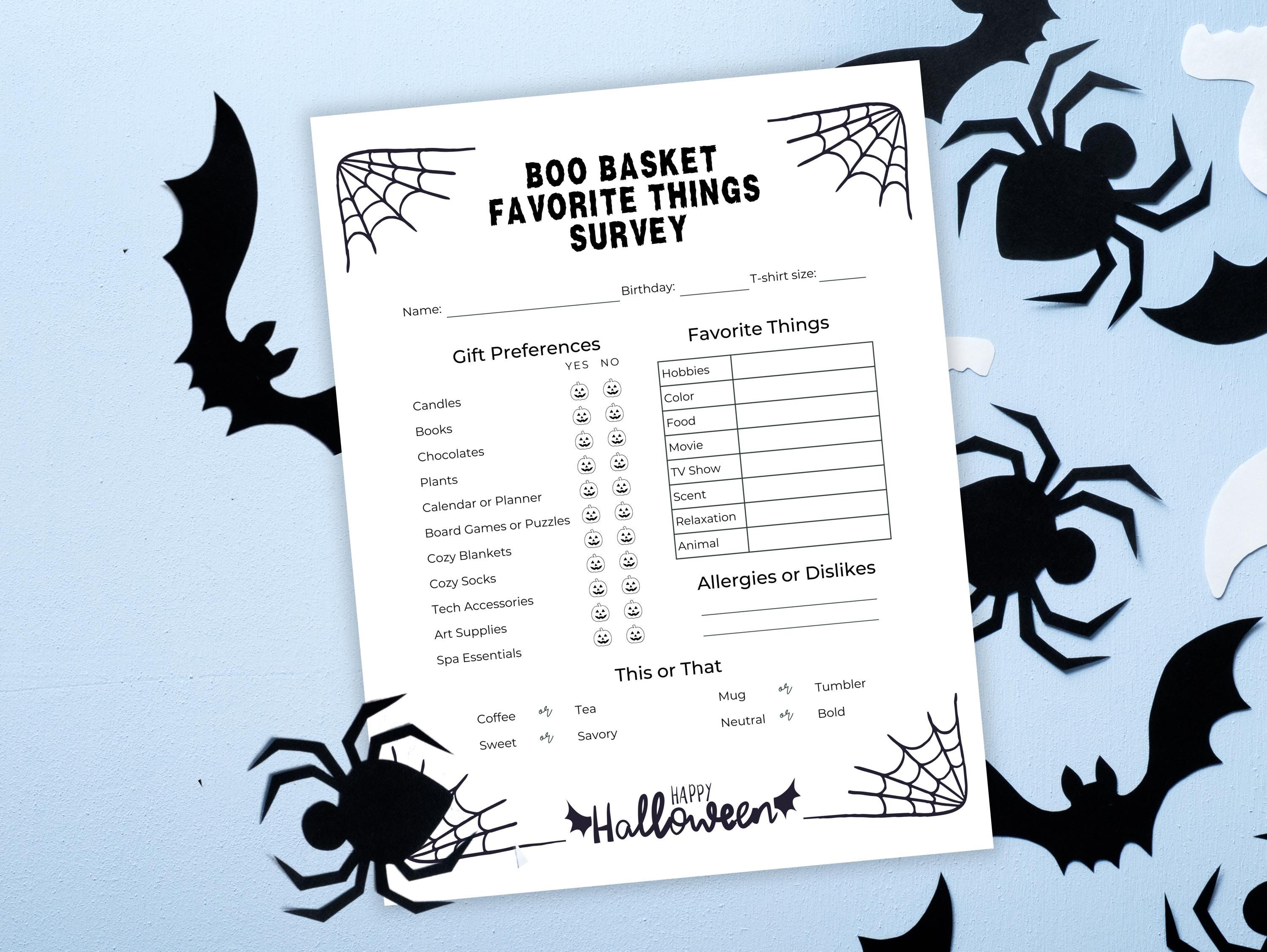 Boo Basket Favorite Things Survey, Printable Boo Buddy Form, Halloween ...