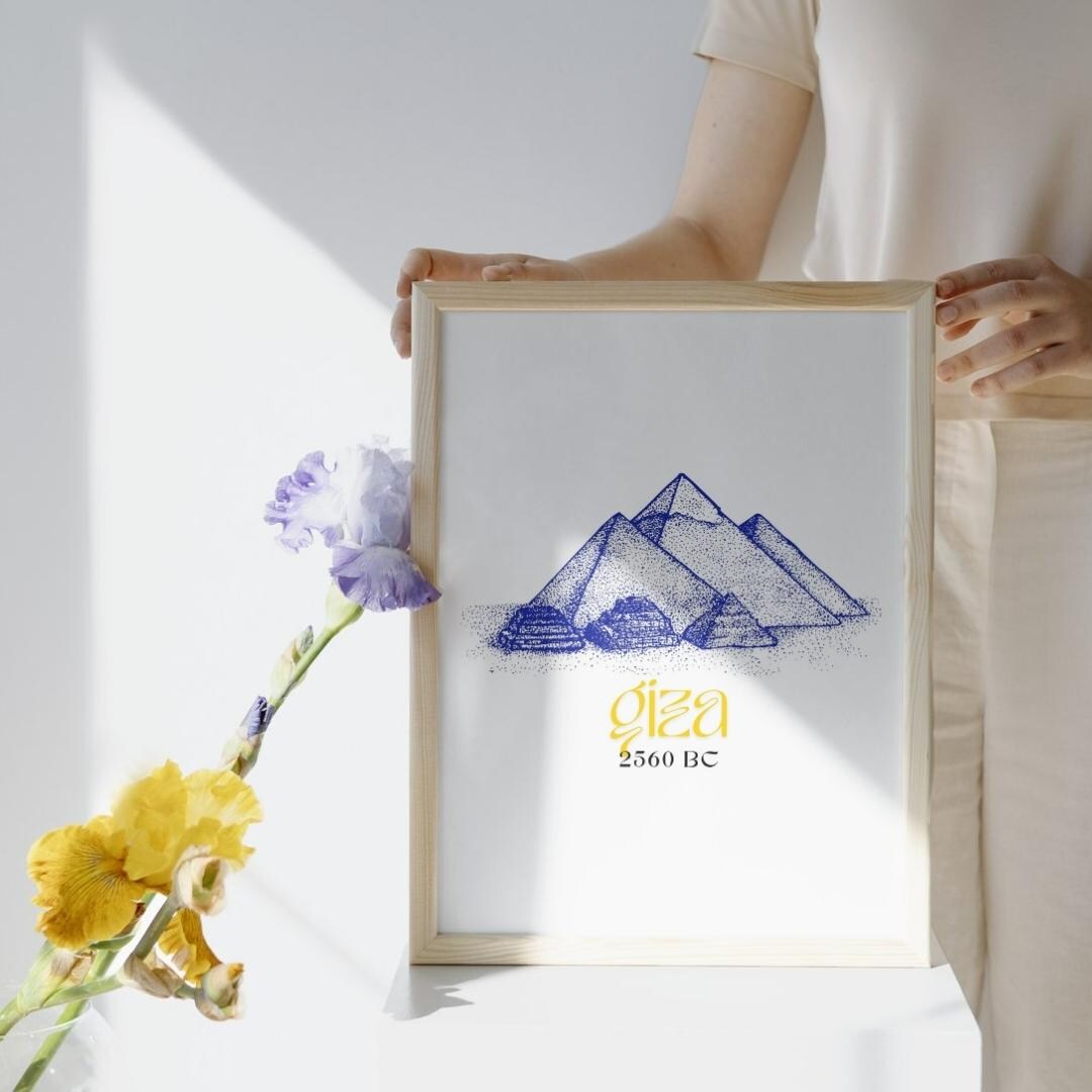 Giza Pyramid Printable Poster – Minimalist Line Drawing Egypt Wall Art ...