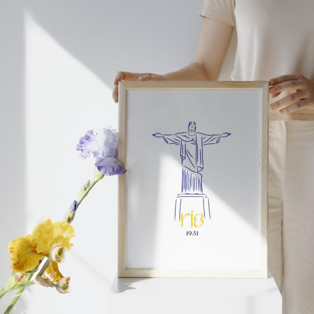Christ the Redeemer Rio Printable Poster – Minimalist Line Drawing Wall ...