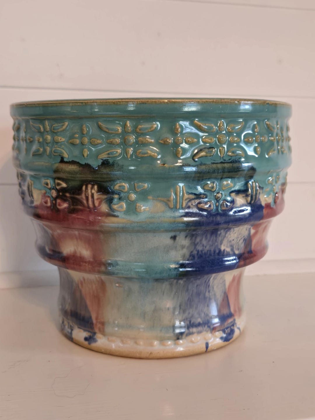 Early Hull Pottery Planter or Jardiniere, Stepped Stoneware With ...