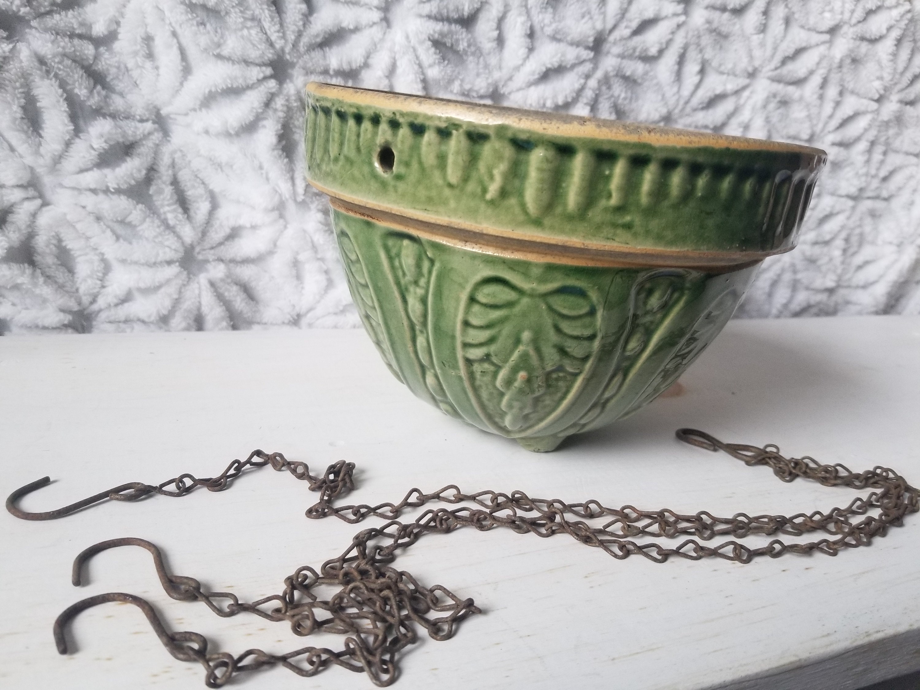 1938 Antique Mccoy Pottery Hanging Planter, 1930s, With Vintage Chain ...