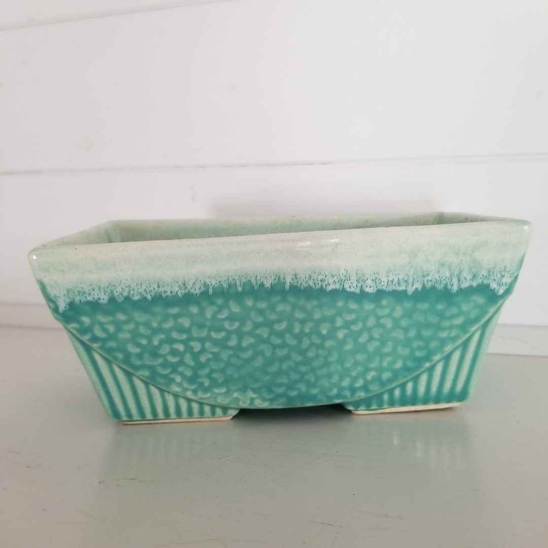 Vintage Hull Planter, Aqua Drip Glaze - Etsy