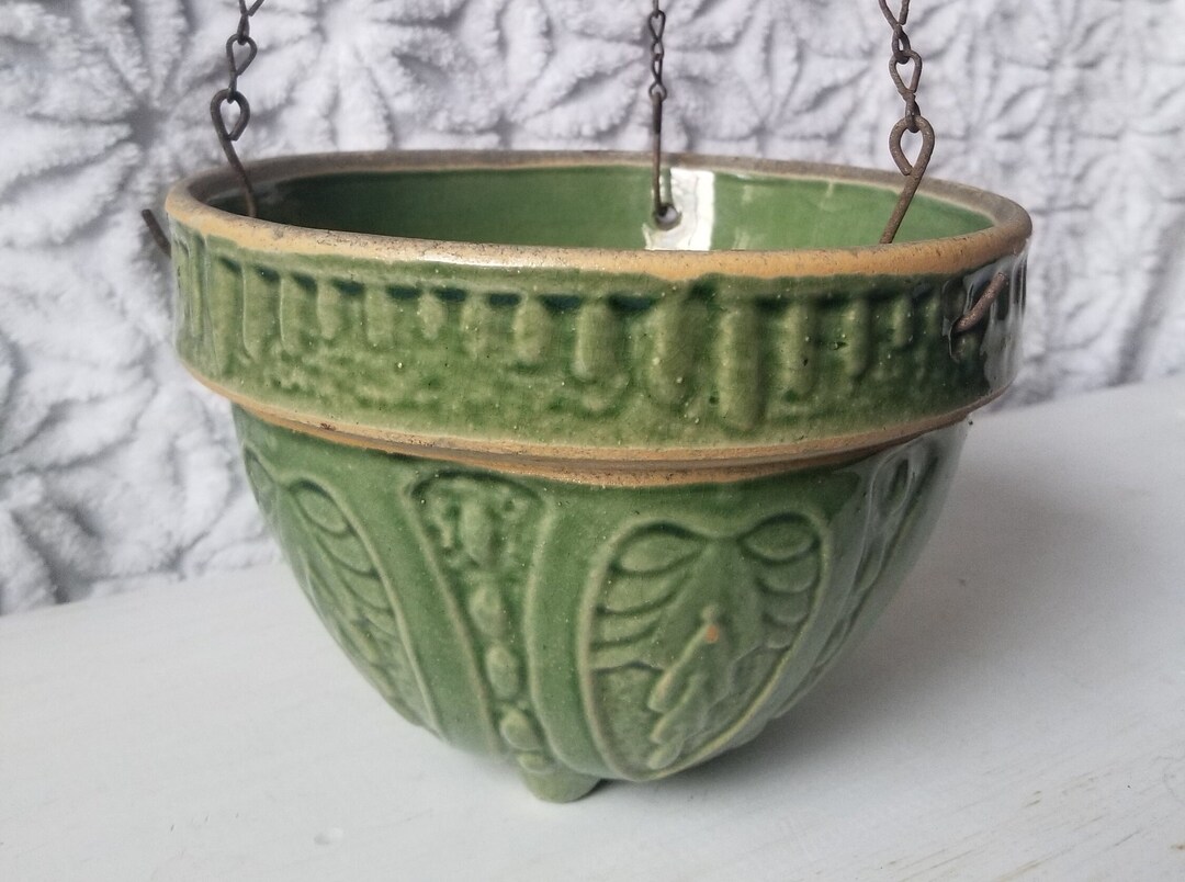 1938 Antique Mccoy Pottery Hanging Planter, 1930s, With Vintage Chain ...