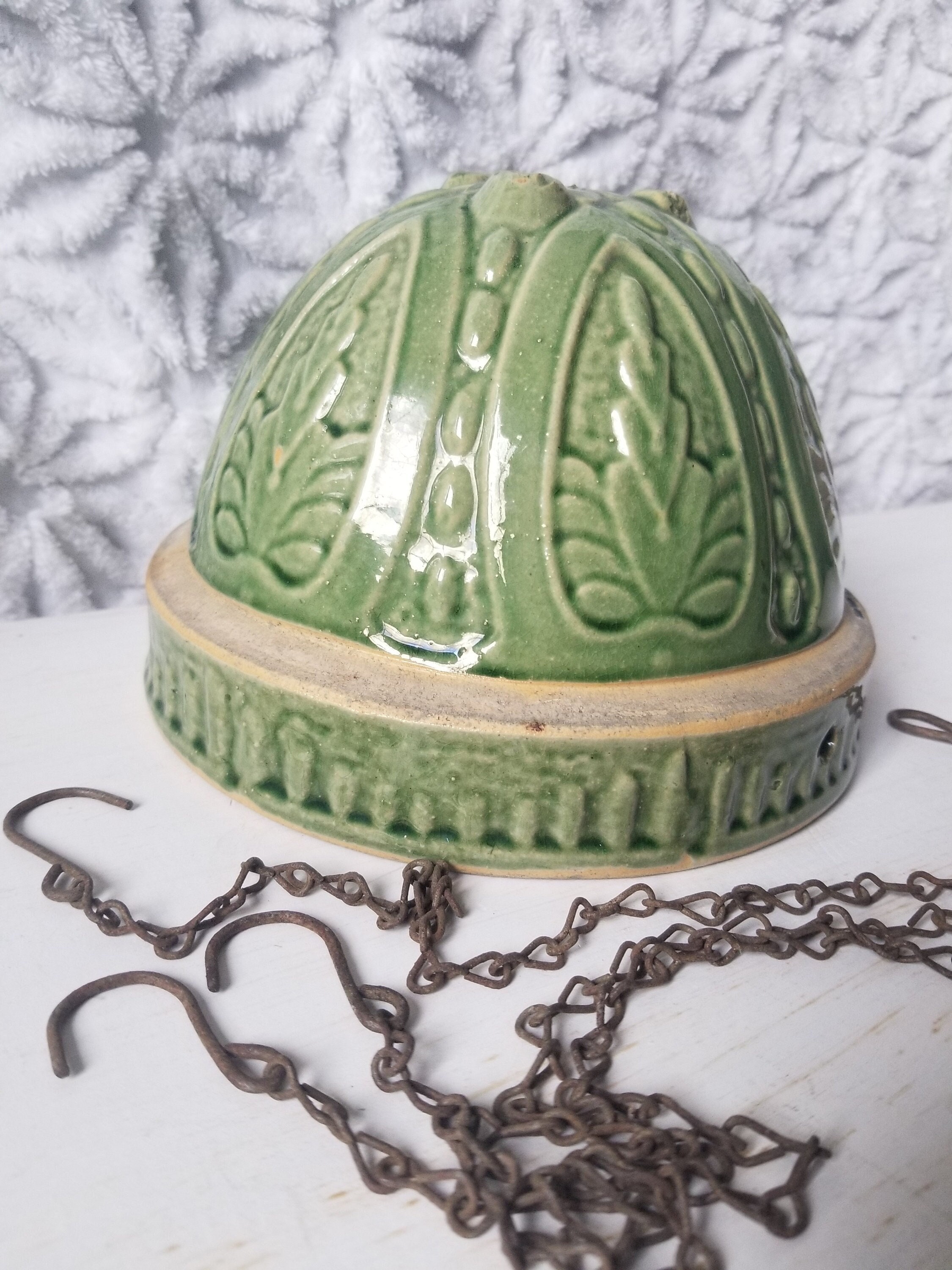 1938 Antique Mccoy Pottery Hanging Planter, 1930s, With Vintage Chain ...