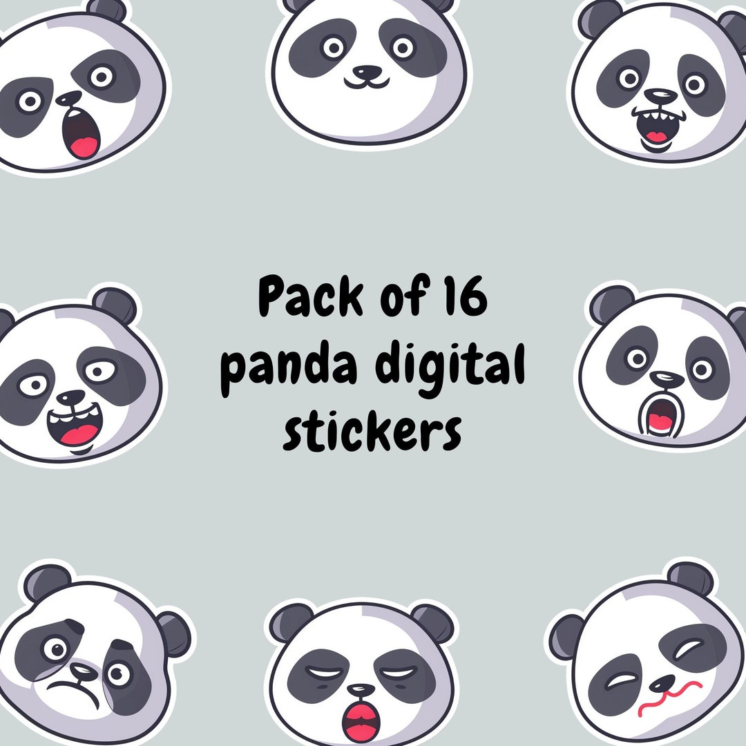 Printable Cute Panda Print and Cut Digital PNG Sticker Sheet, 16 ...