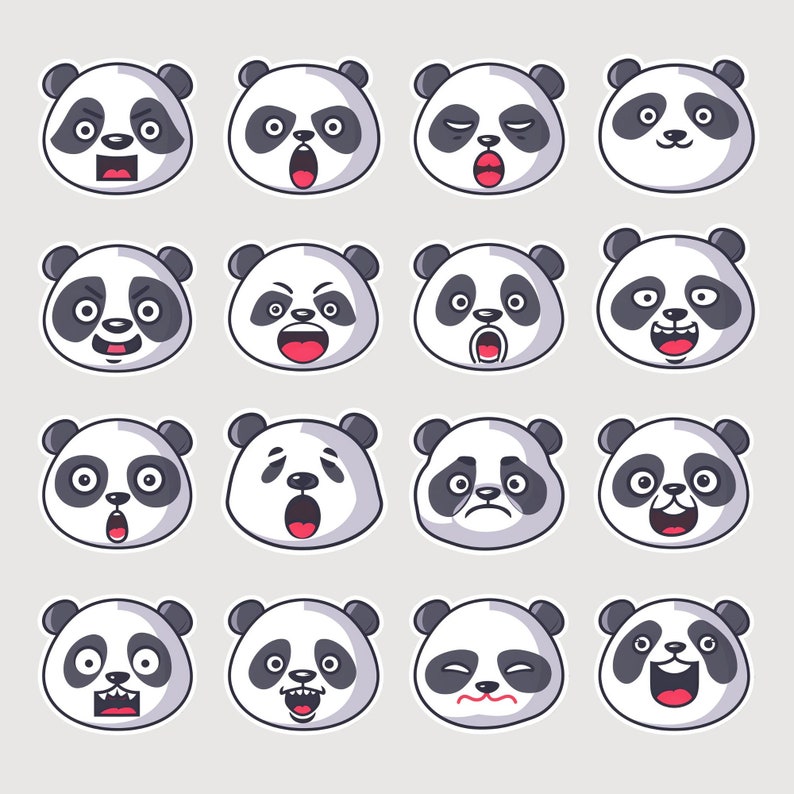 Printable Cute Panda Print and Cut Digital PNG Sticker Sheet, 16 ...