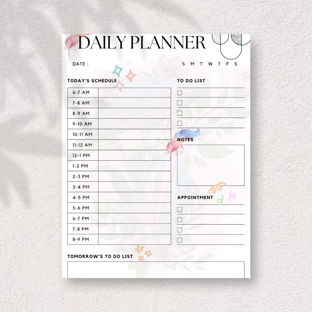 Daily Planner Digital Download minimalist Daily Planner Daily Checklist ...