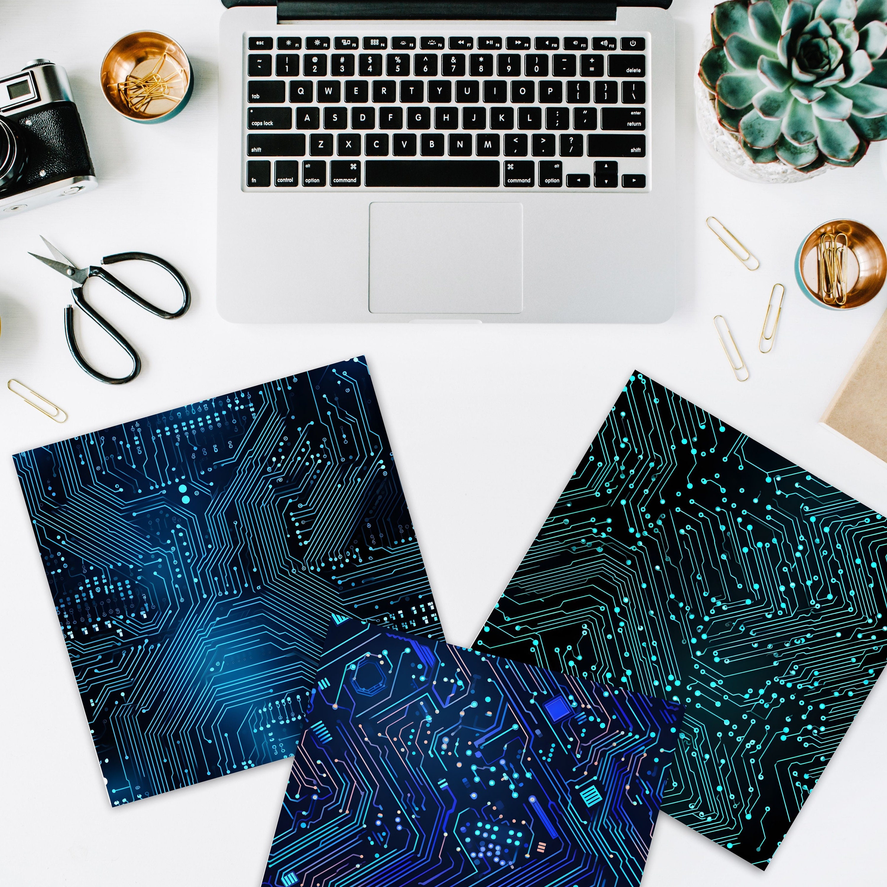 20 Futuristic Neon Circuit Board Motherboard Digital Paper Seamless ...