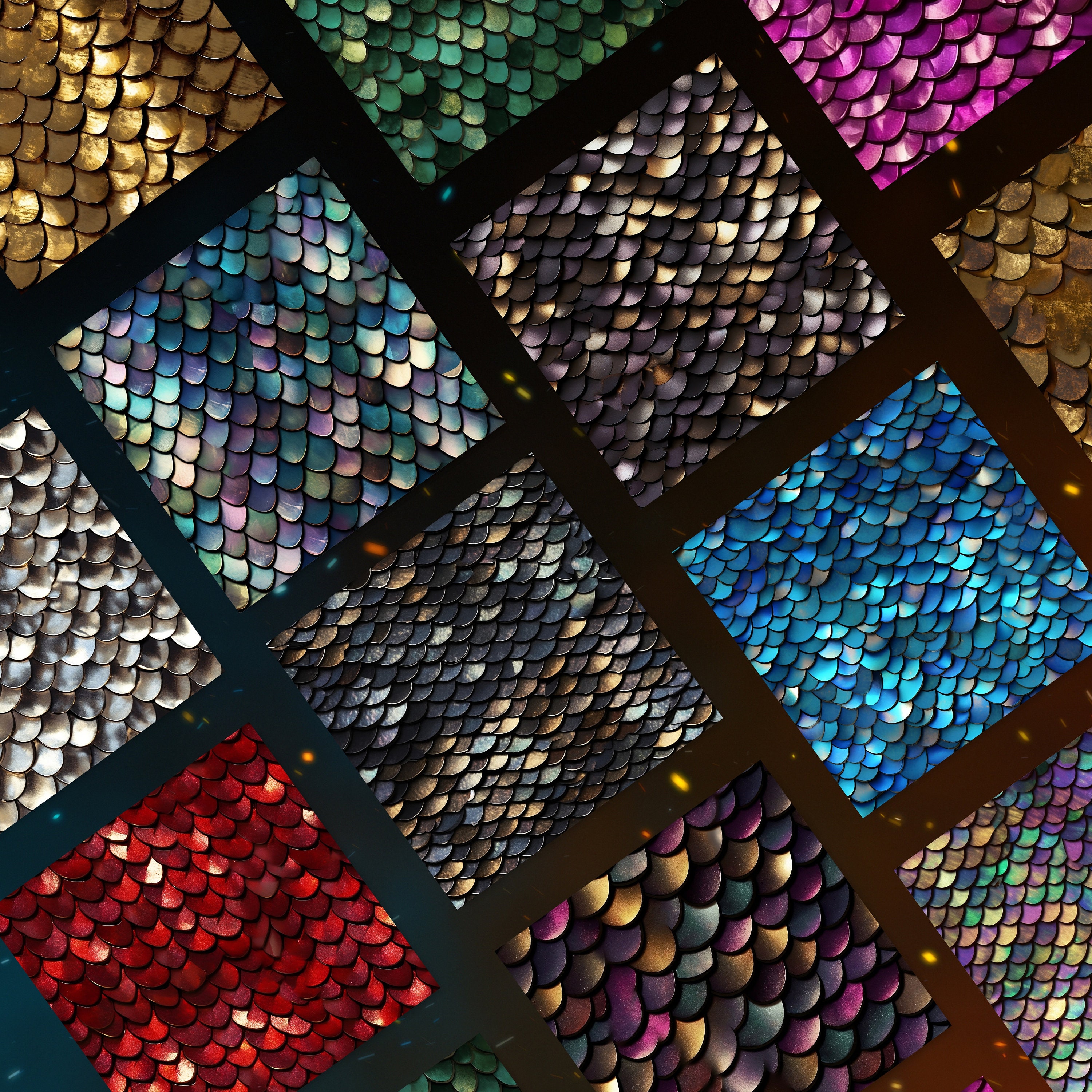 12 Dragon Scale Shimmery Iridescent Metallic Digital Paper Seamless ...