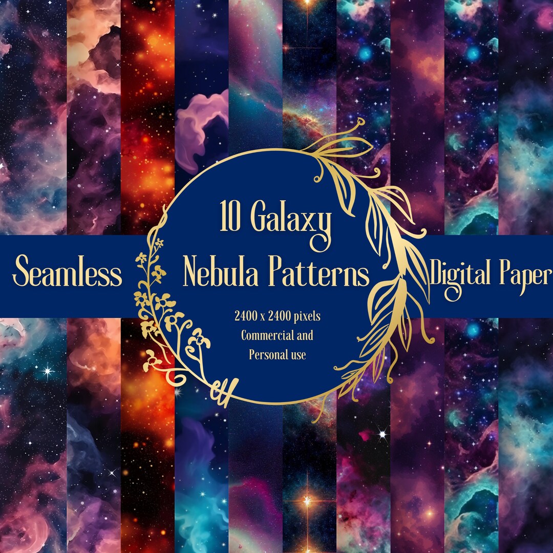 10 Galaxy Nebula Space Fantasy Sci-fi Digital Paper Seamless Pattern ...