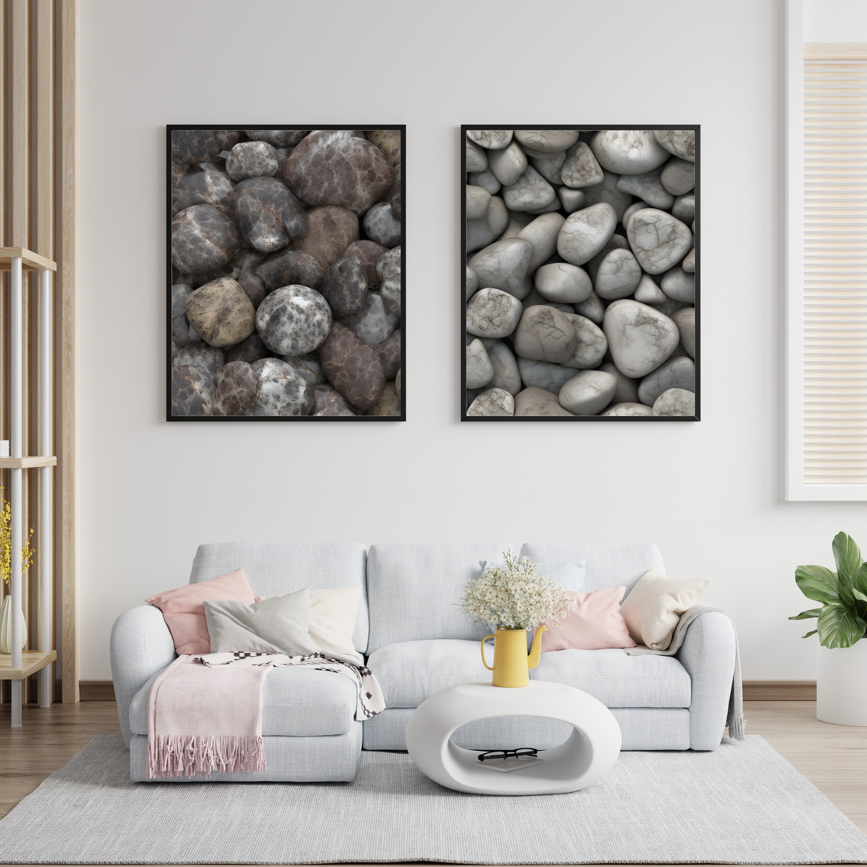 12 Natural Stone Pebbles Marble Shale Terrazzo Digital Paper Seamless ...