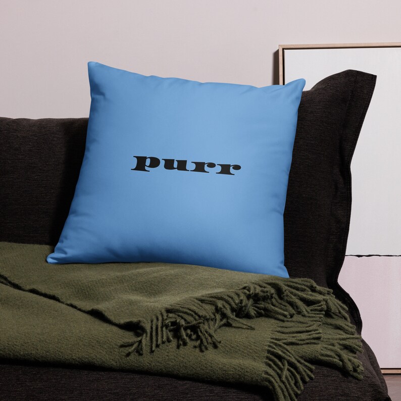 Kitty Purr Blue Pillow - Etsy