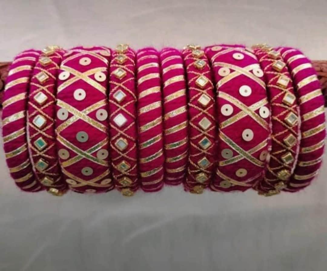 Haldi Mehendi Fancy Bangle Set Wedding Chaura Bangle Handmade Bangle - Etsy
