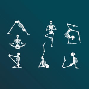 Meditating Skeleton SVG PNG Bundle | Yoga & Mindfulness Craft Files ...