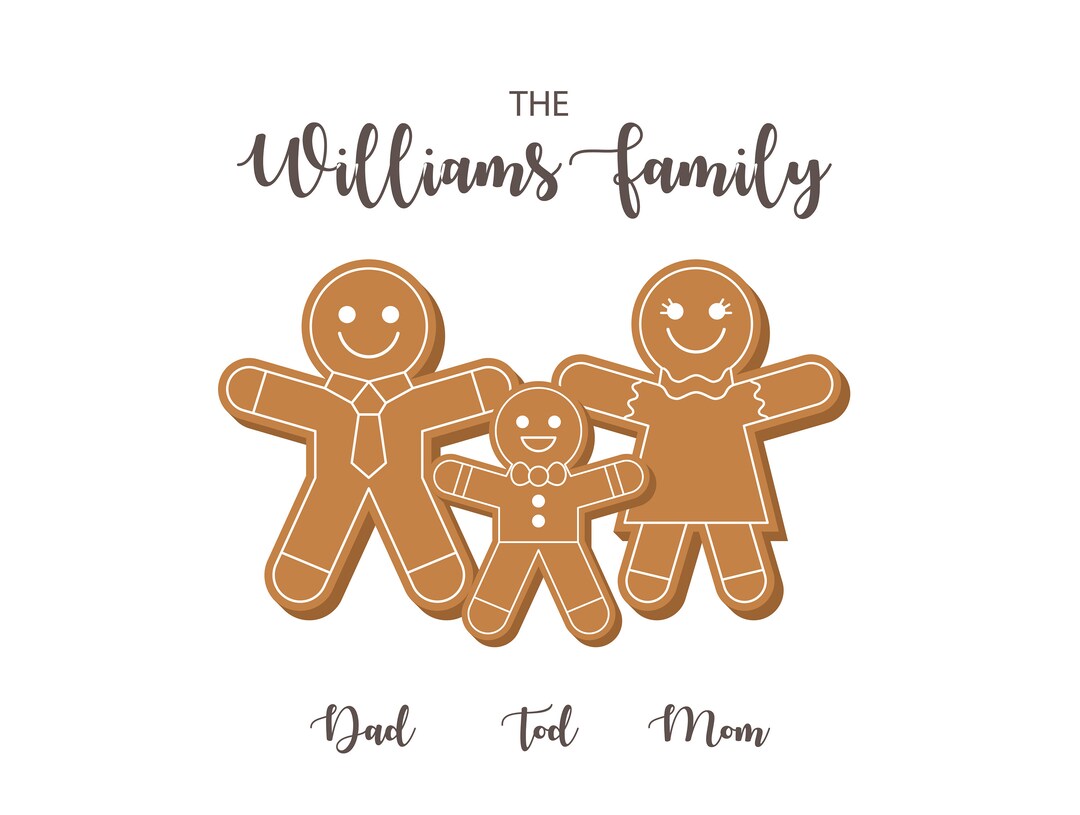 Custom Christmas Gingerbread Family Digital Portraits, Gingerbread Man ...