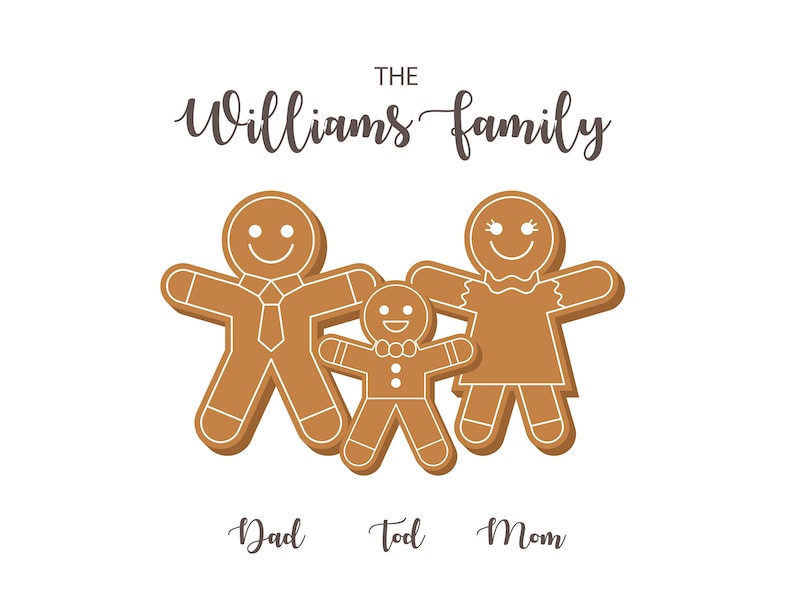 Custom Christmas Gingerbread Family Digital Portraits, Gingerbread Man ...