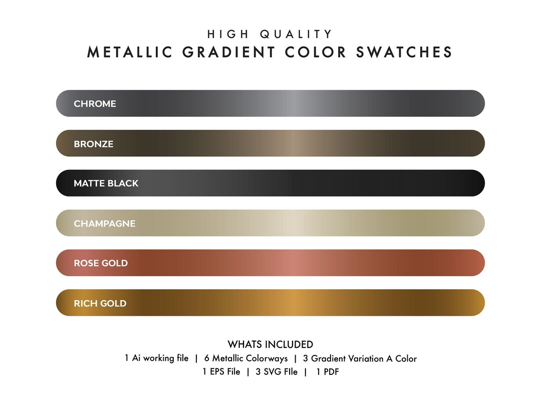 Metallic Color Palette for Adobe Illustrator Chrome Gold - Etsy