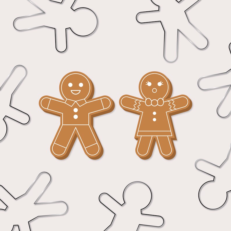 Custom Christmas Gingerbread Family Digital Portraits, Gingerbread Man ...