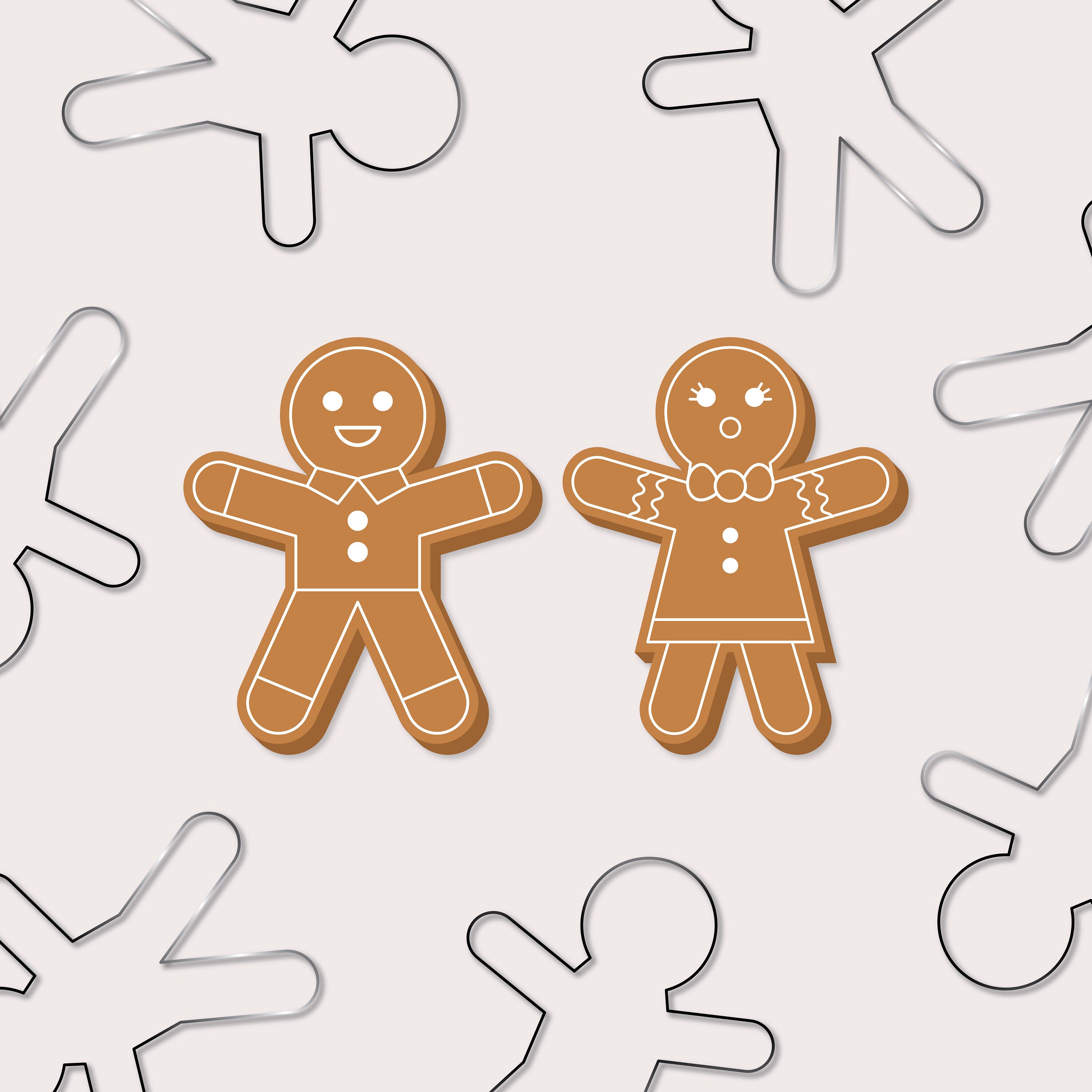 Custom Christmas Gingerbread Family Digital Portraits, Gingerbread Man ...