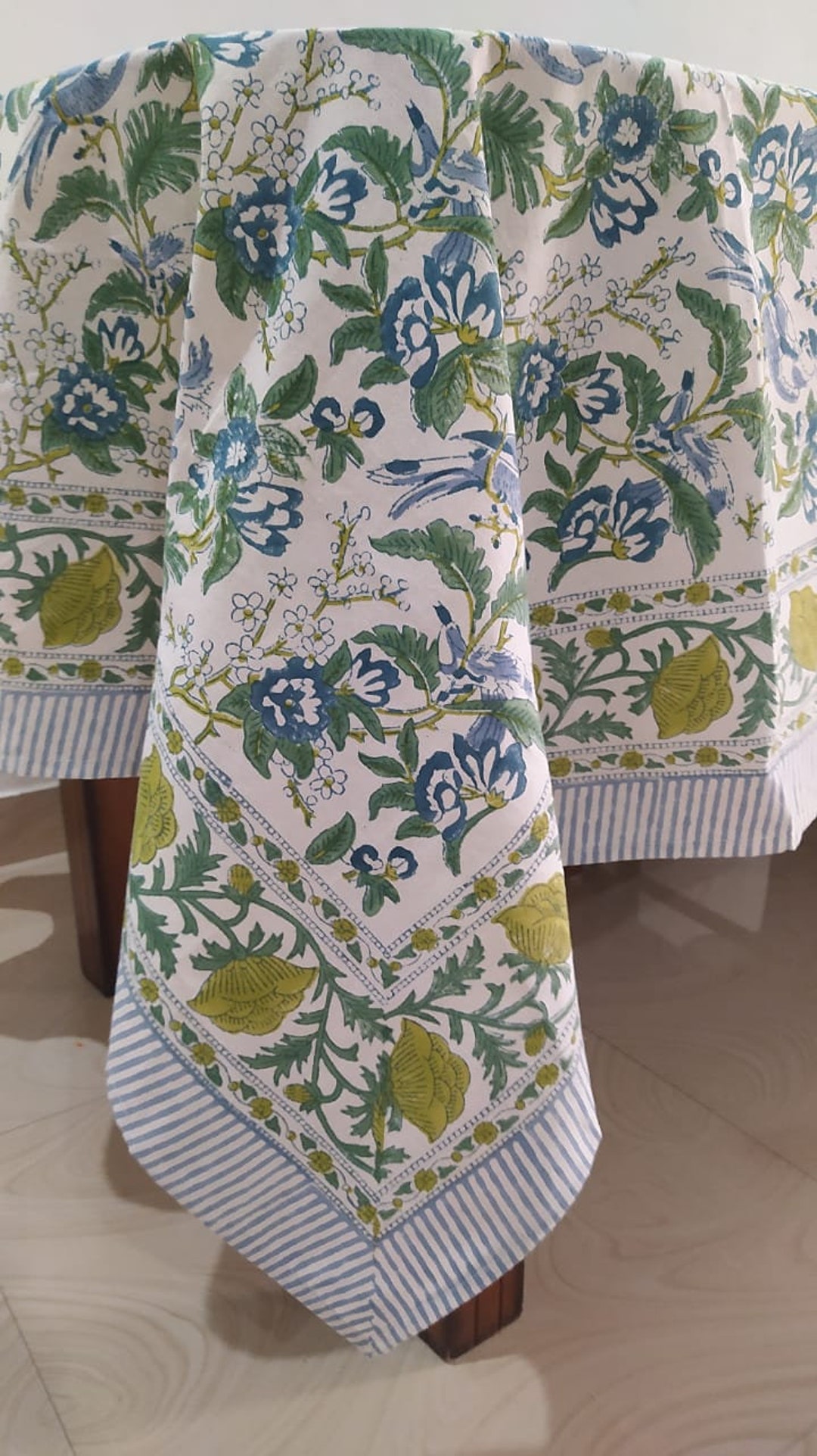 Multi Color off White Indian Hand Block Printed Tablecloth, Gift for ...