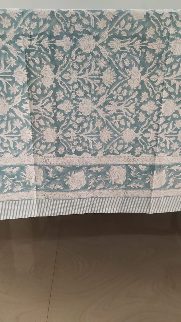 Grey and off White Indian Hand Block Printed Tablecloth, Gift for Her ...