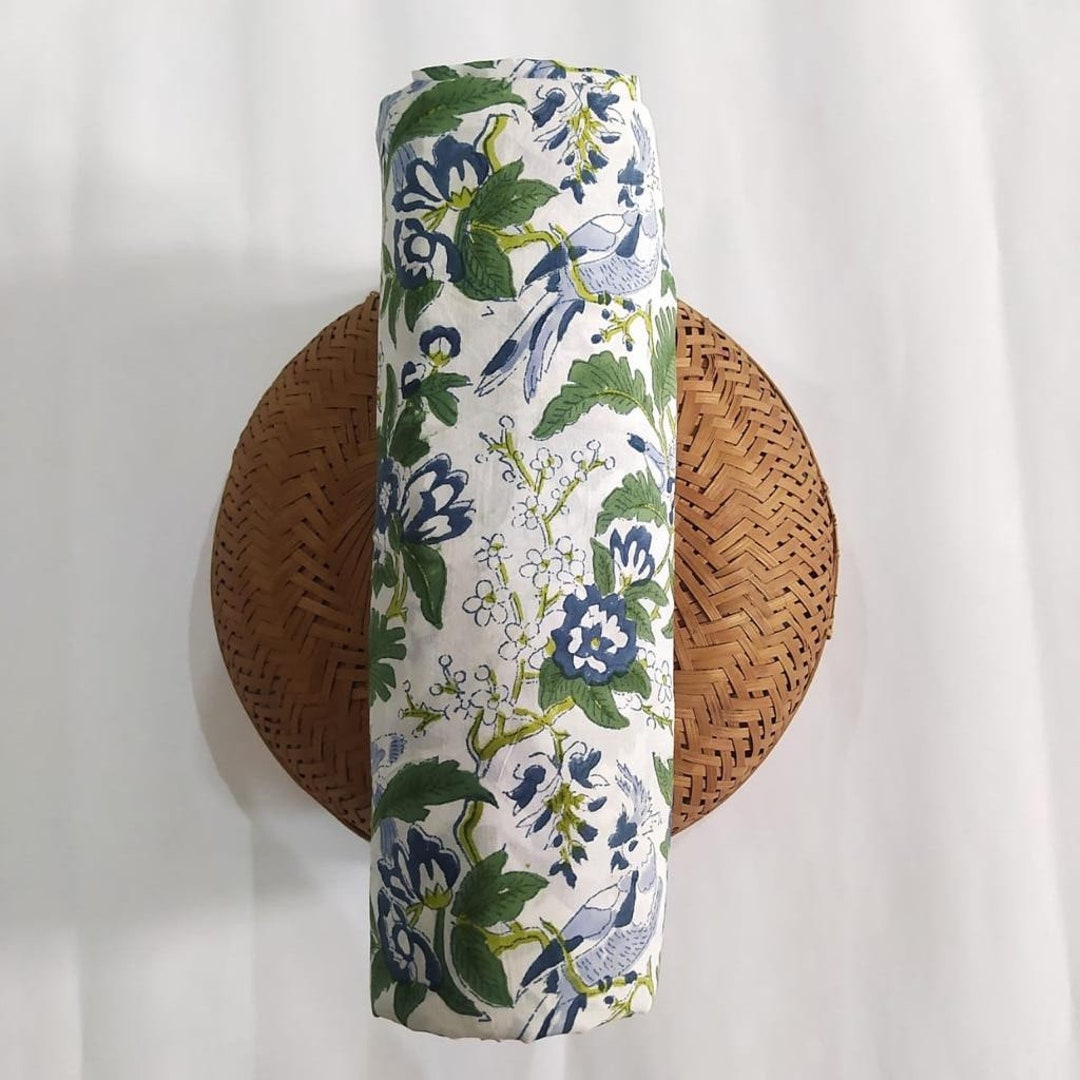 Beautiful Print Fabric Blue Print Handmade Indian Floral Hand Block ...
